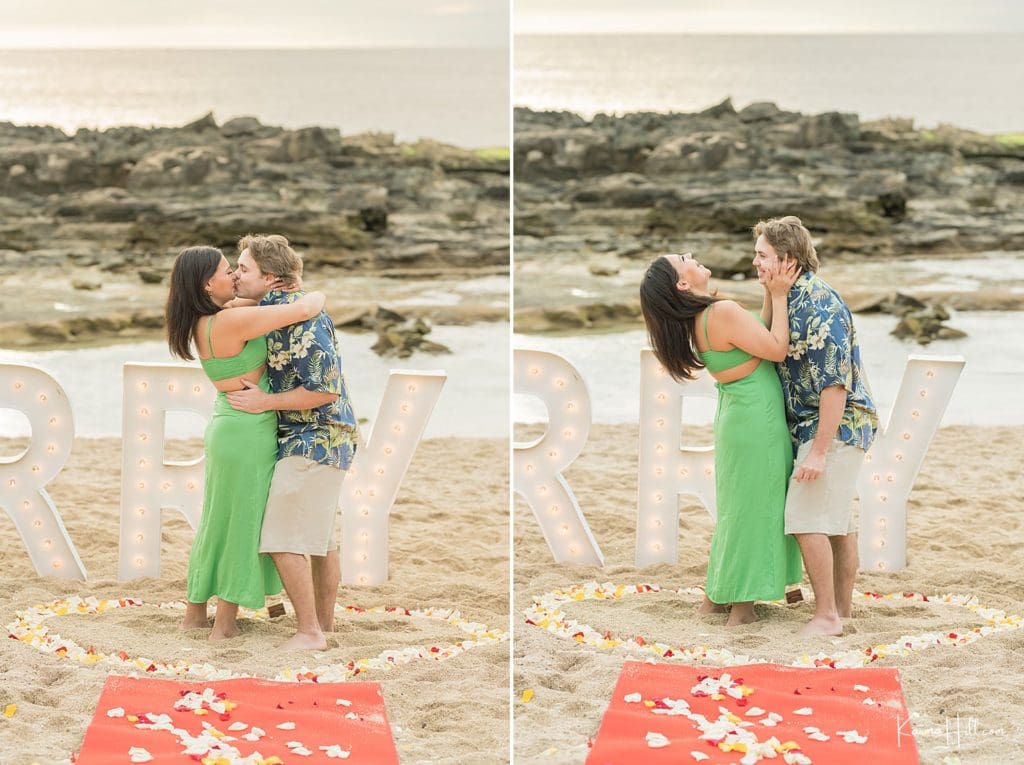 Love On The Beach - Gavin & Kaiah's Oahu Proposal Portrait
