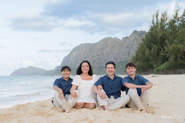 One Happy Blended Family - The Solomon's Oahu Family Portrait