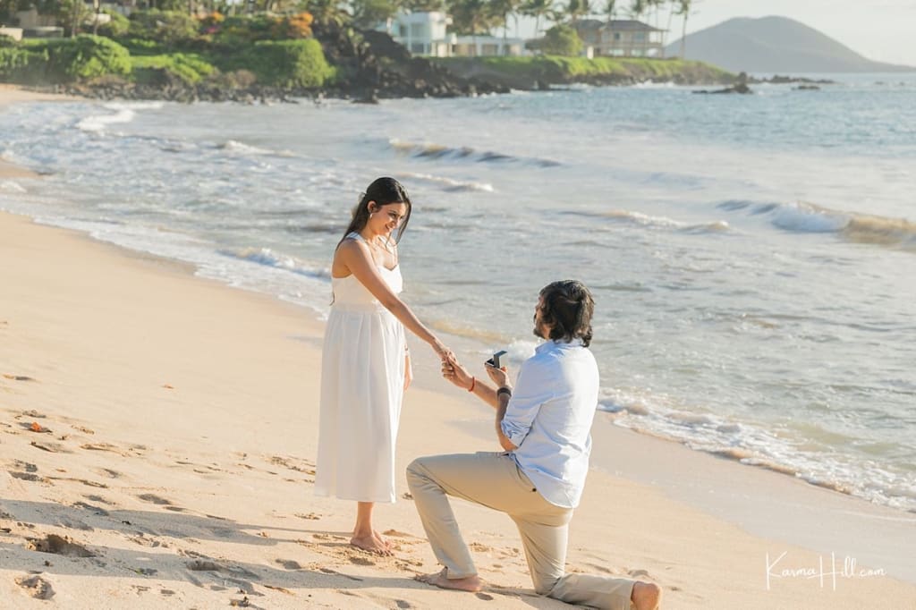 A Golden Yes - Anish & Kirthika's Maui Proposal Portrait
